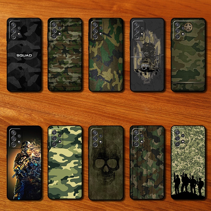 Case for Samsung galaxy A33 A53 A72 A73 5G AA4 Army camouflage Soft TPU ...