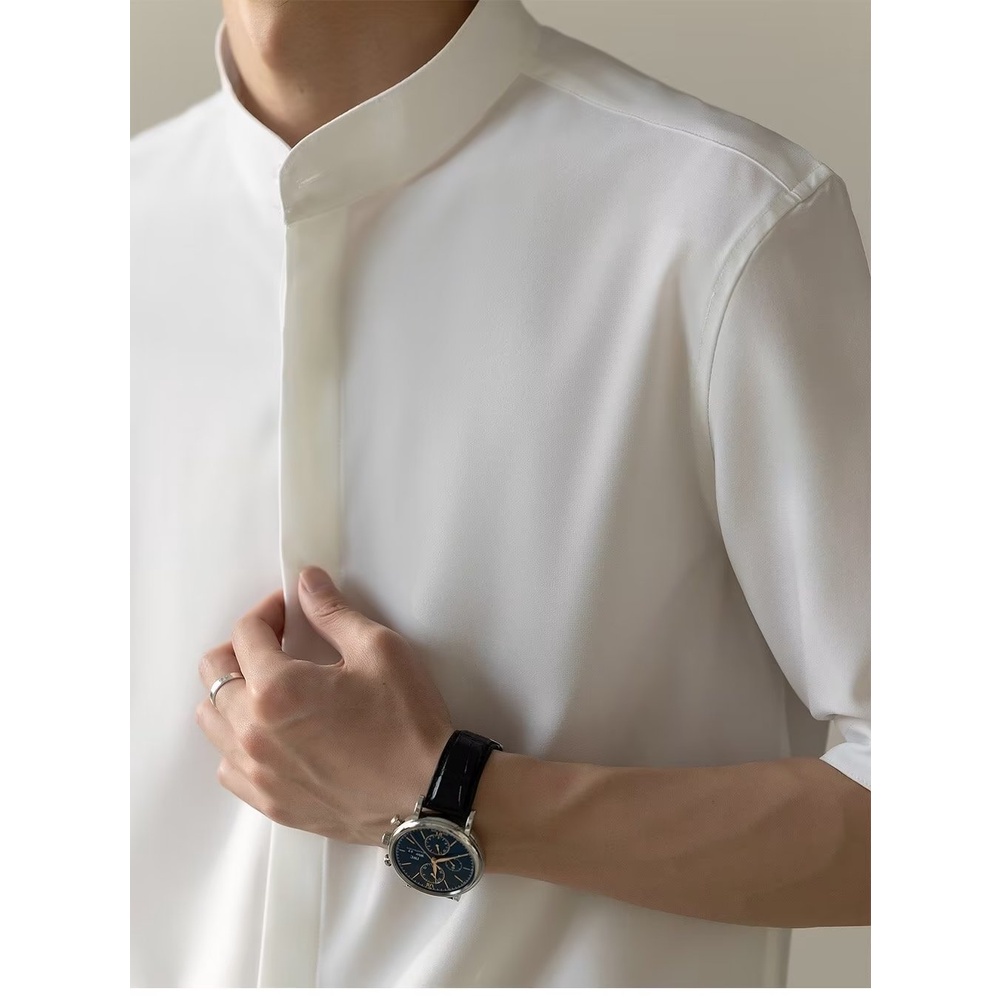 Men Chinese Style Summer Short-Sleeved Shirt Young Men's Korean-Style ...