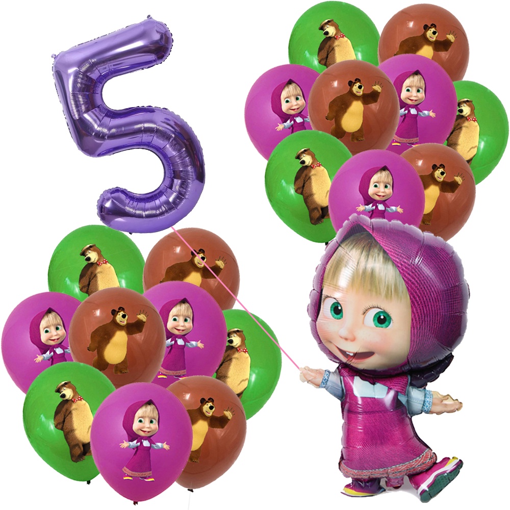 Masha and The Bear Balloon Set Aluminum Foil Balloon Birthday Party ...