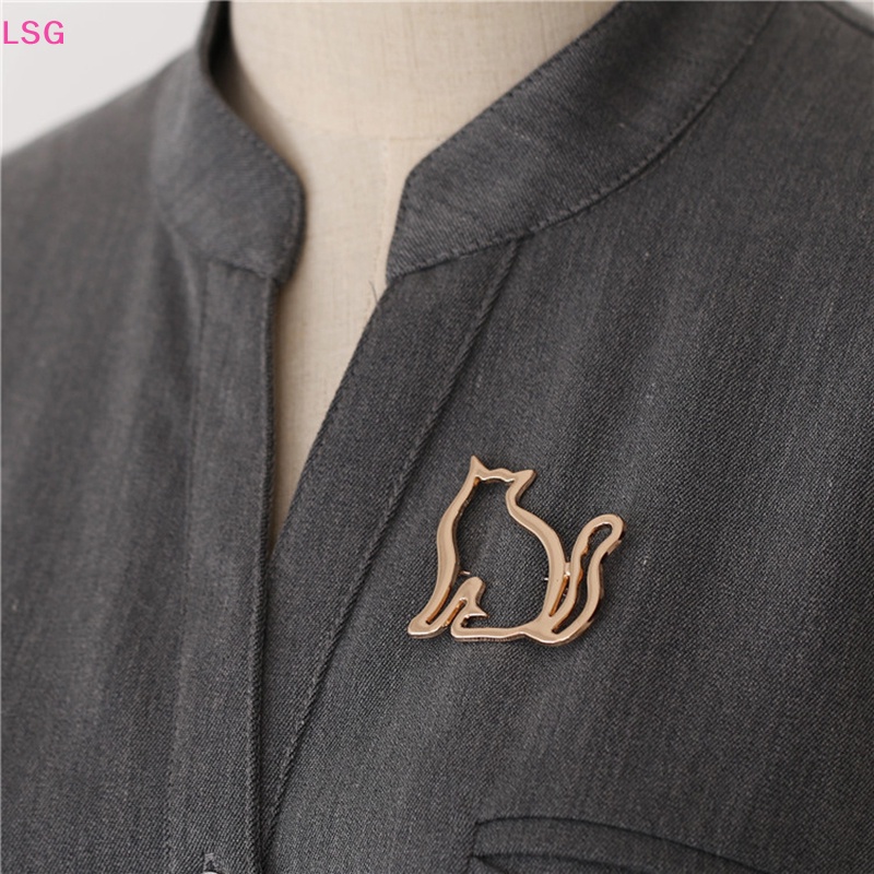 [LSG] Cute Hollow Small Thick Cat Brooch For Women Personality Scarf ...