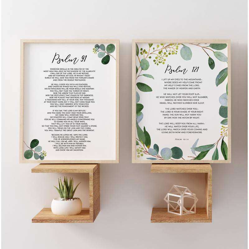 Psalm 91 Bible Verse Wall Art Quote poster Print | Psalm 23 Psalm 121 ...