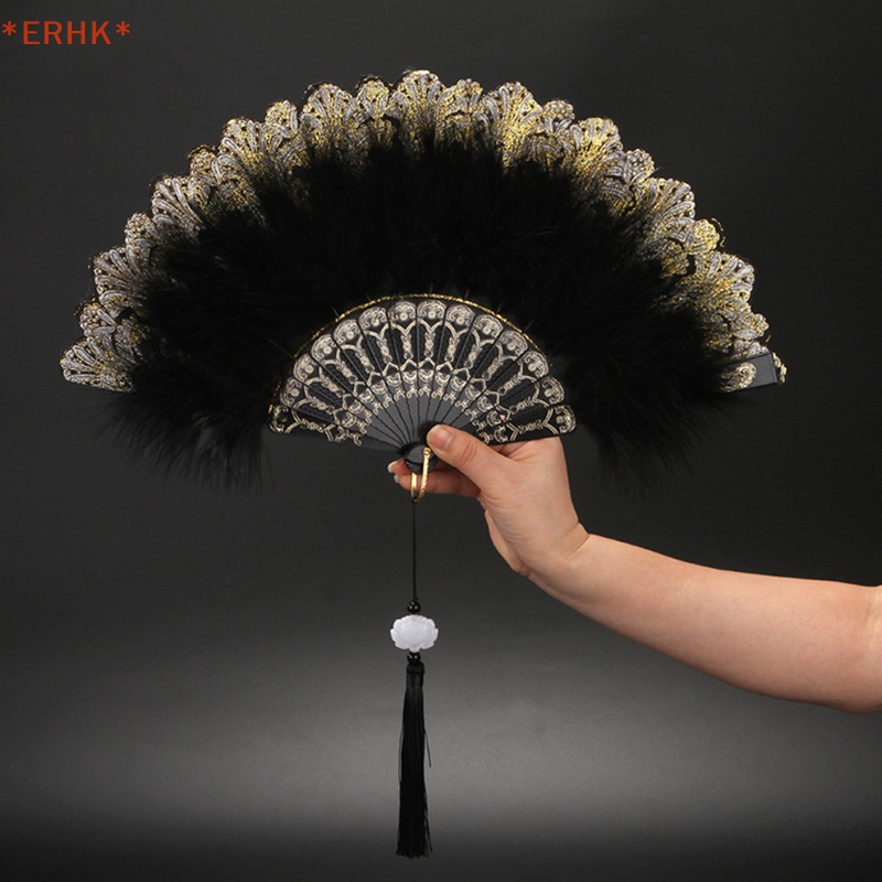 QrhYK> Lolita Feather Folding Fan Japanese Sweet Fairy Girl Dark Gothic ...