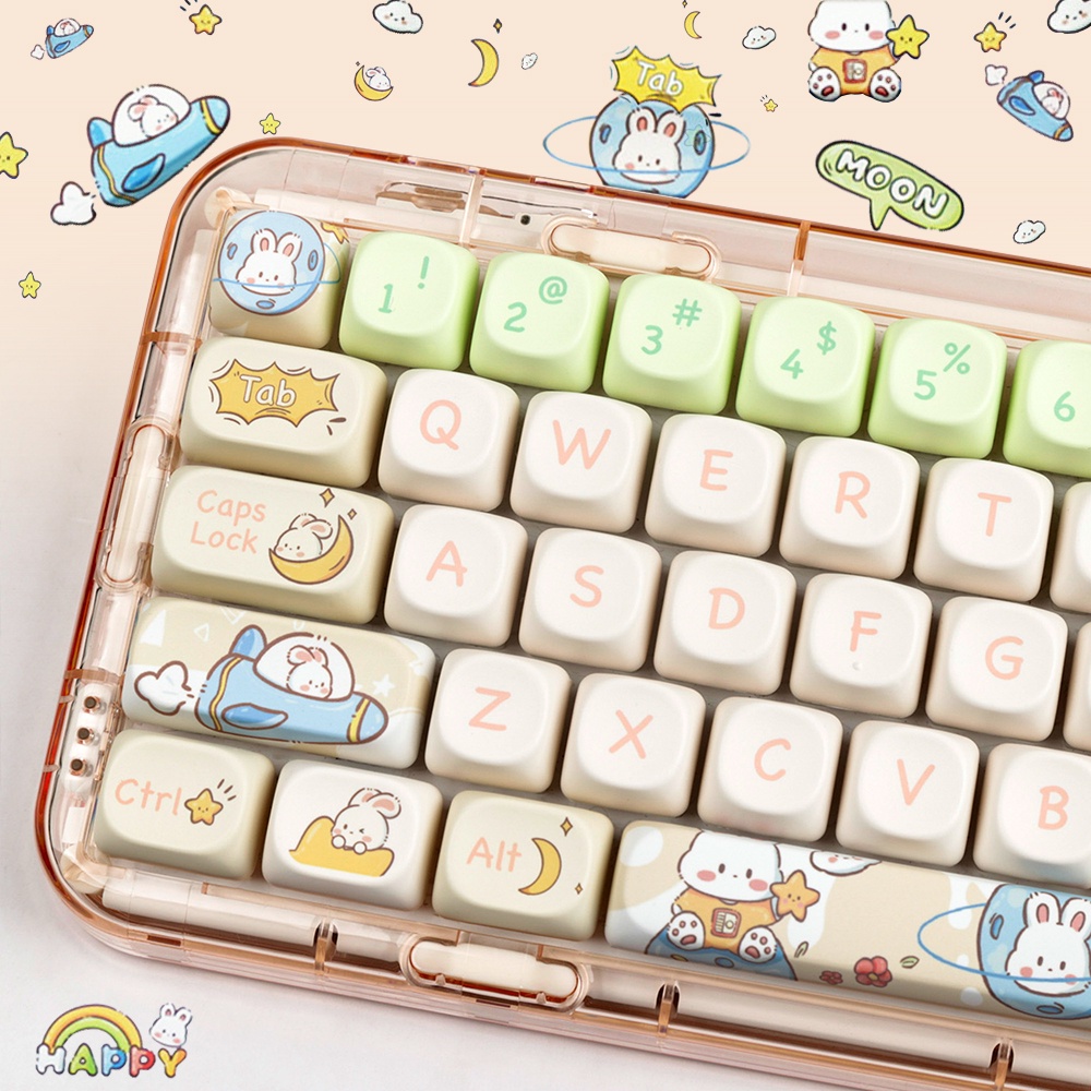 Space Rabbit Keycaps 144Keys/Set PBT DYE-SUB MOA Profile DIY Custom for ...