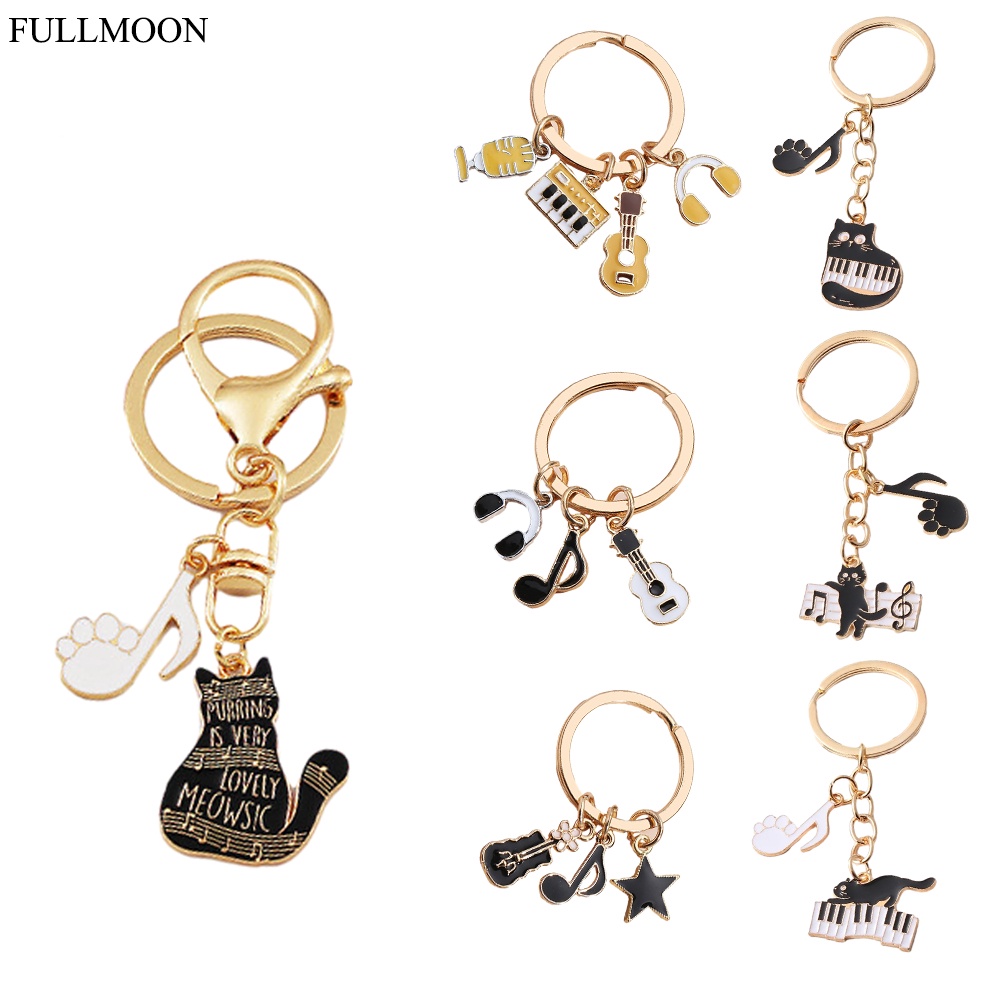 Creative Music Note Keychain Metal Piano Guitar Pendant Keyring For ...