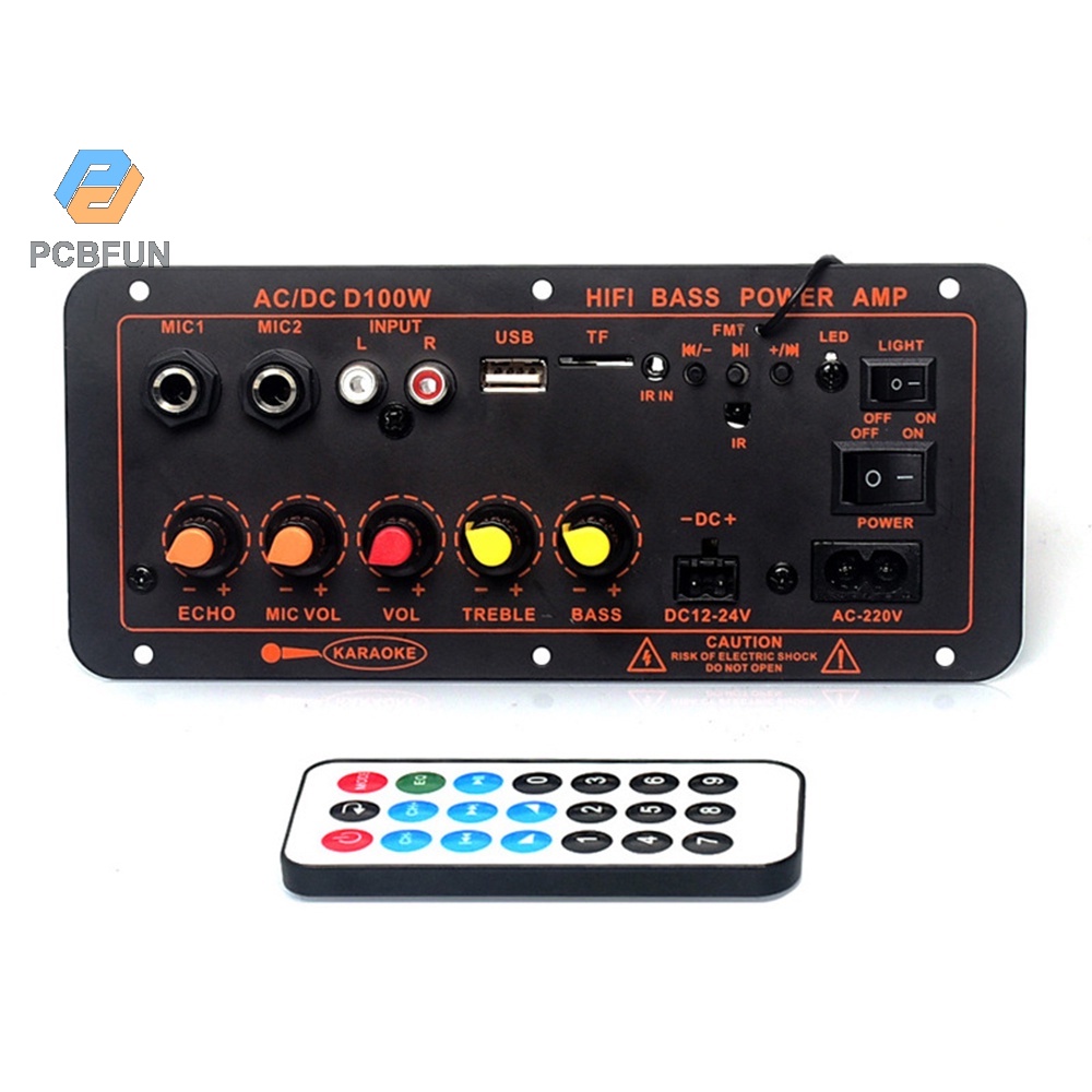 Pcbfun D100w Bluetooth Audio Amplifier Board Subwoofer Microphone Input ...