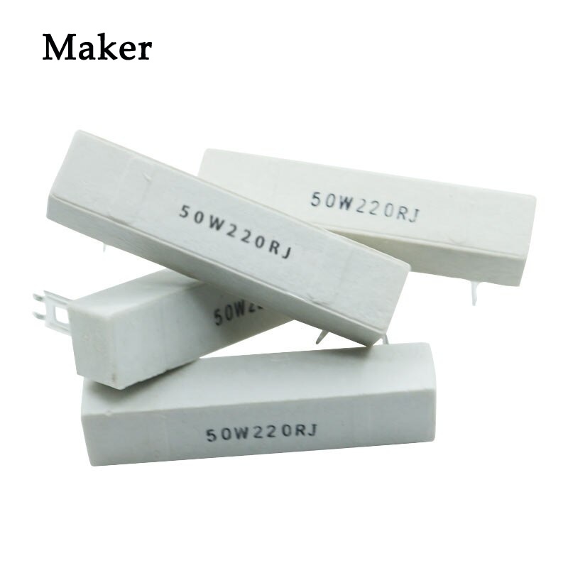 50W High Power Cement Resistor 1R/2/3/4/5/6/8/10/12/20/25/100/200/300 ...