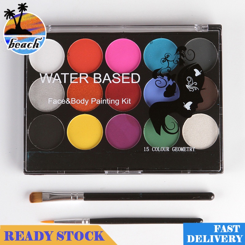★Beach★Art Painting★15 Colors Face paint Non-toxic Water Based Paint ...