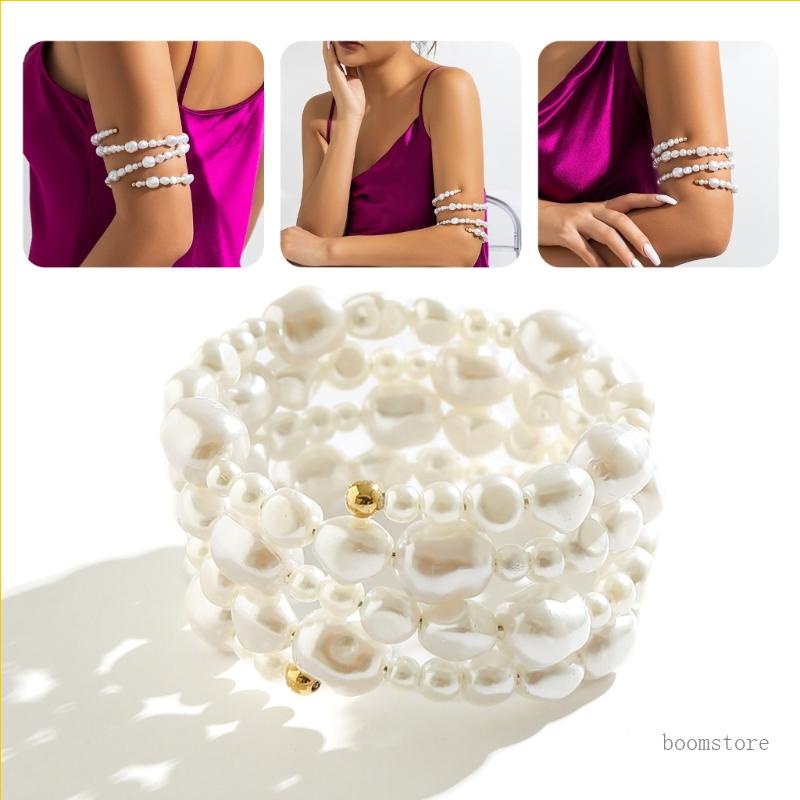 Boom Upper Arm Bangle Irregular Shaped Imitation Pearls Bracelets Girls ...