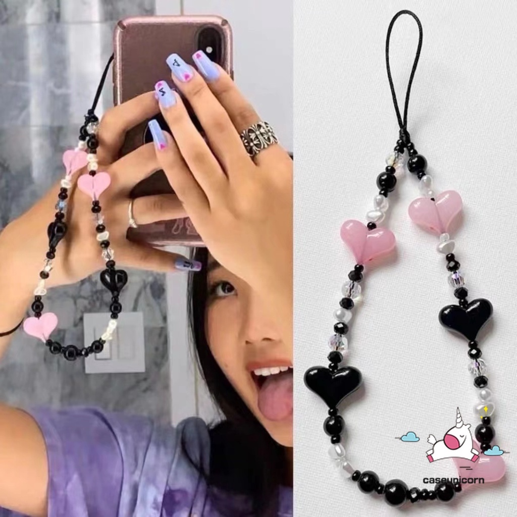Cool Butterfly Loving Heart Mobile Phone Chains For Charm Girls Black ...