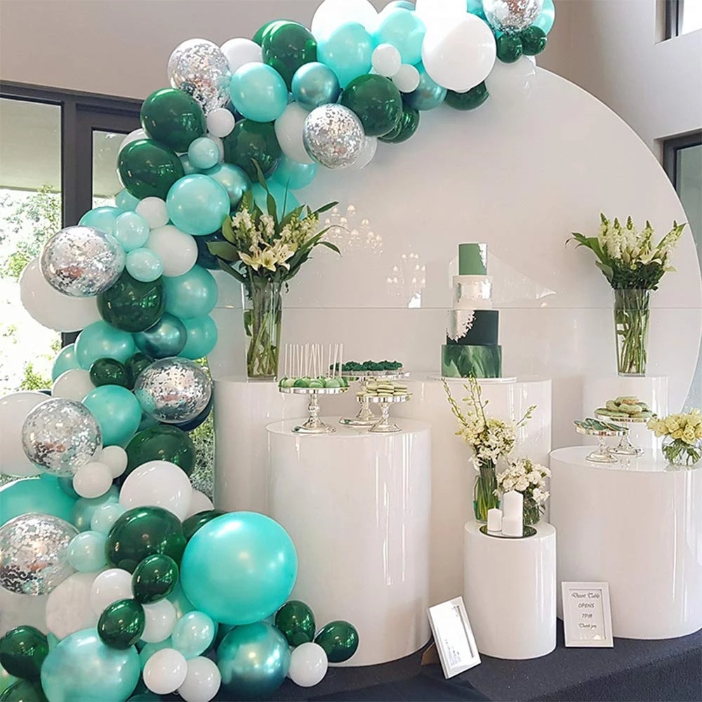 92pcs Turquoise Balloons Garland Arch Kit Tiffany Blue White Metallic ...