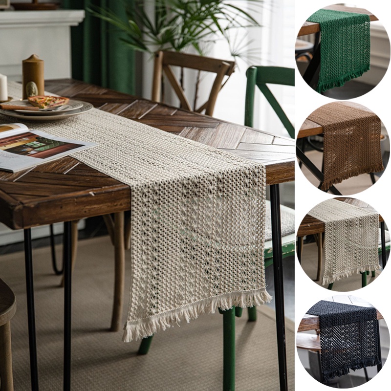 Table Runner Solid Color Natural Material Cotton and Linen Weave Home ...