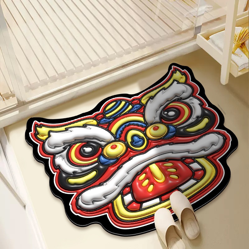 3D Visual Diatom Mud Floor Mat Lion Dance Bathroom Non slip Mat Water ...