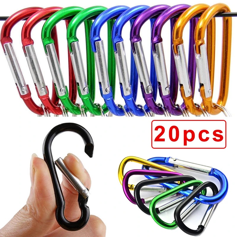 20pcs Colorful Carabiner Keychain Alluminum D-ring Buckle Spring ...