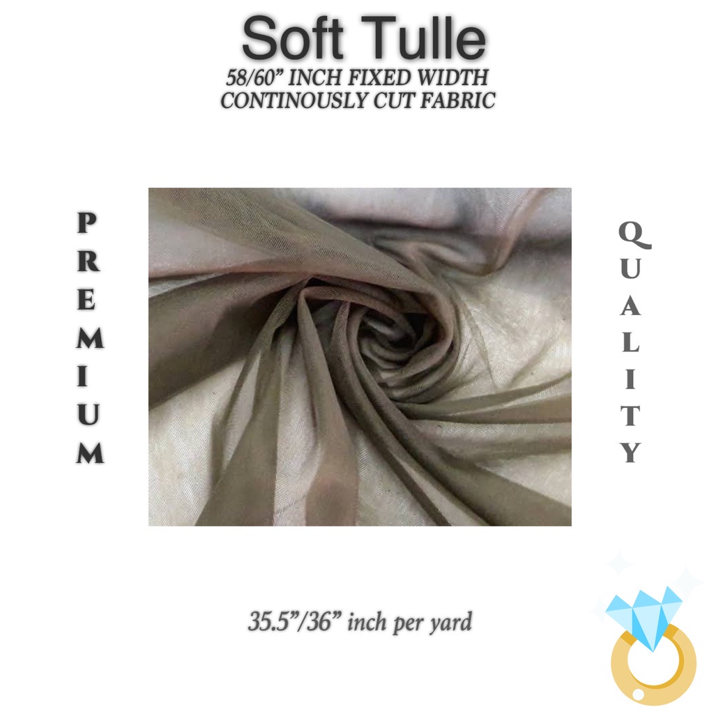 PREMIUM SOFT SILK TULLE FABRIC CUSTOM CUTTING Per Yard Fixed 60" Width ...