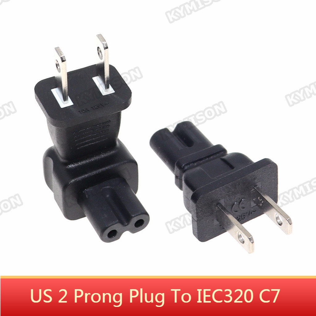 US 2 Prong Right Angle Plug To IEC 60320 C7 Power Adapter, C7 ...