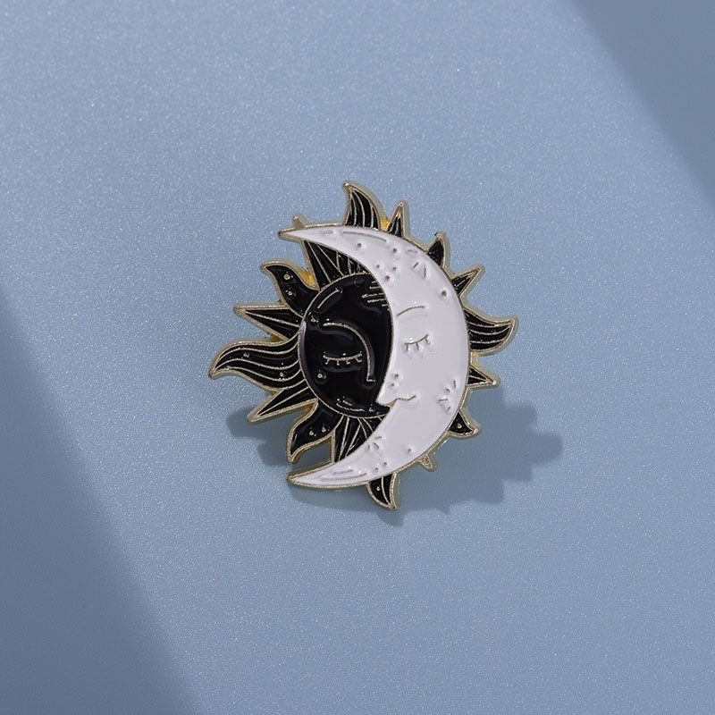 Vintage Sun Moon Enamel Pins Brooches Sun Face Brooch Lapel Badges Pin Jewelry Cartoon ...