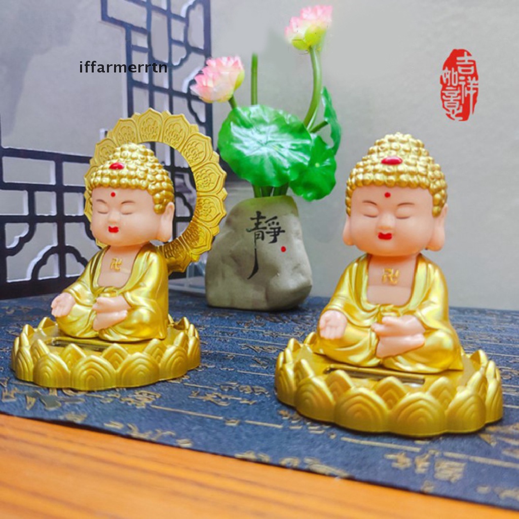 ir Solar Nodding Buddha Statue Mascot Home Car Interior Decoration ...