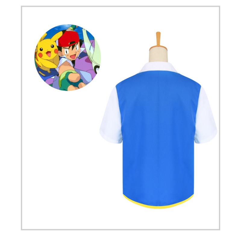 Anime Pokemon Ash Cosplay Costumes Top Monster Ball Suit Pokemon Kids ...
