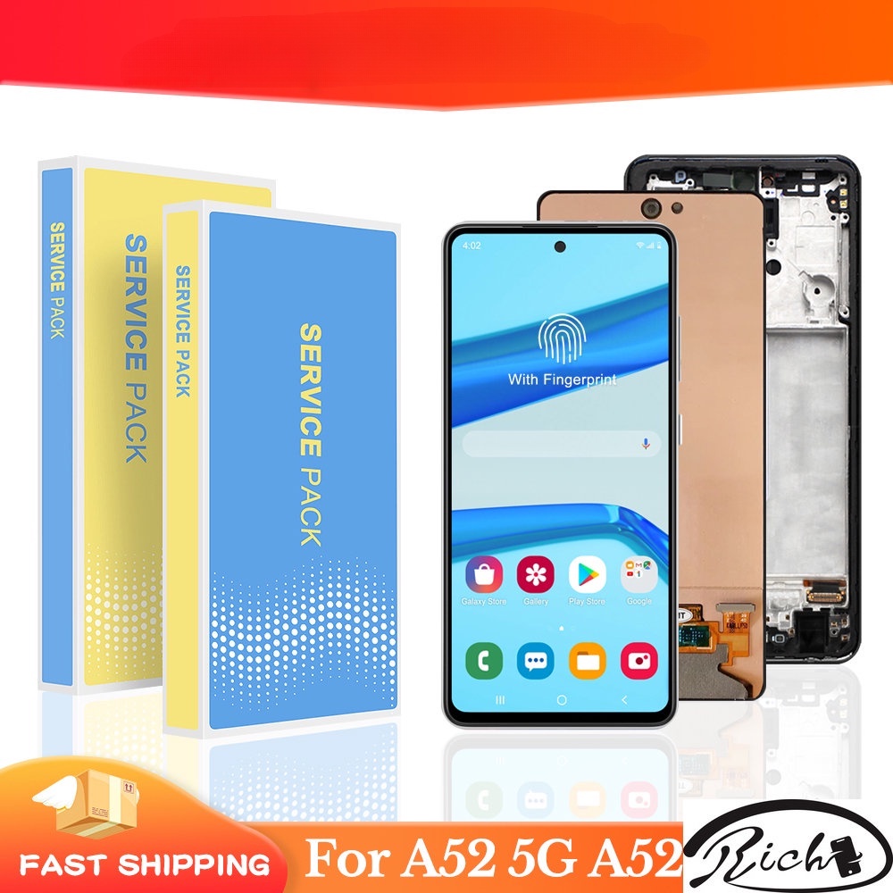 For Samsung Galaxy A52 5G A526 LCD Display Touch Screen with Fingerprint Replacement For SM ...