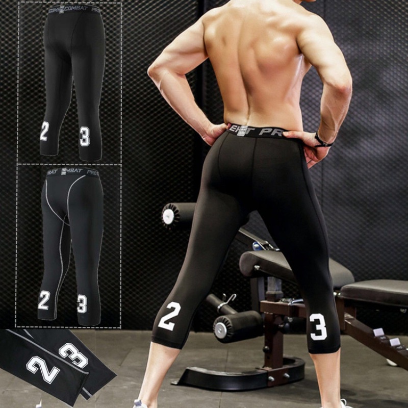 Jordan sports compression leggings men's cropped trousers men's pro ...