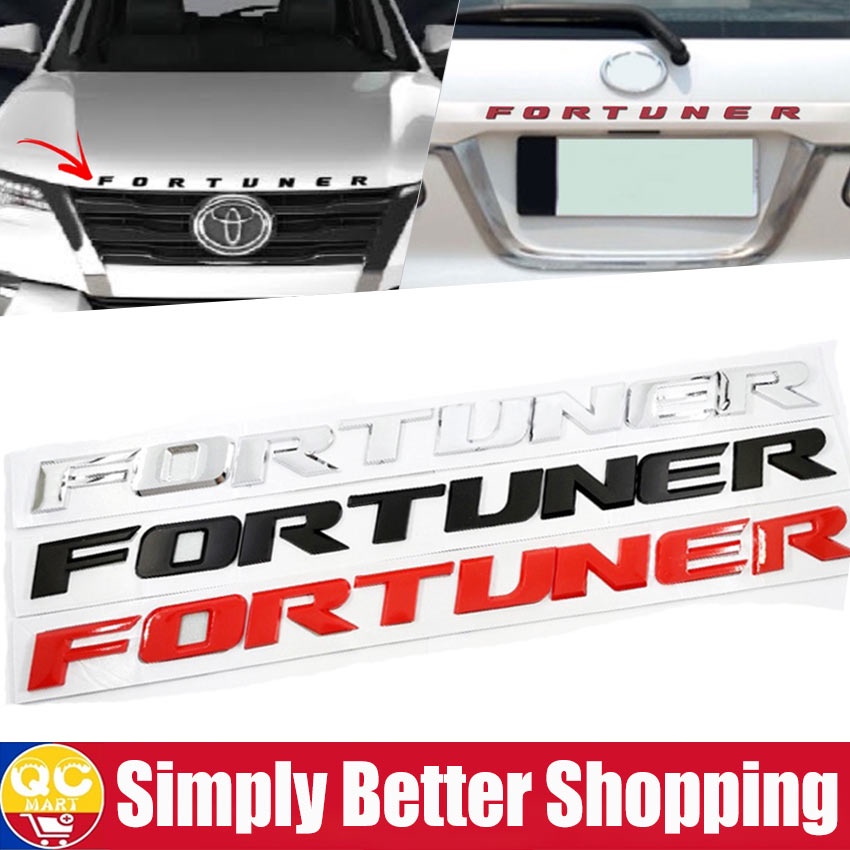 【ship in 24hours】 3D Logo FORTUNER Letter Sticker Bonnet Emblem For ...