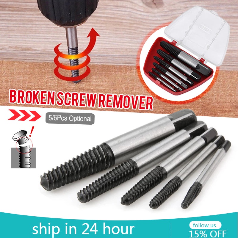 6pcs Screw Extractor Center Drill Bits Broken Damaged Bolt Remover Easy ...