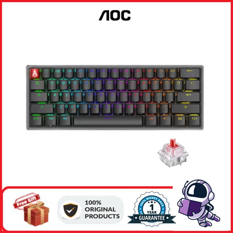 AOC AGK600 wired hot swappable RGB 61 key mechanical keyboard | Shopee ...
