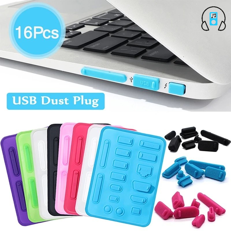16 Pcs Anti Dust Plug Silicone Cap Computer Port Cover/PC Interface ...