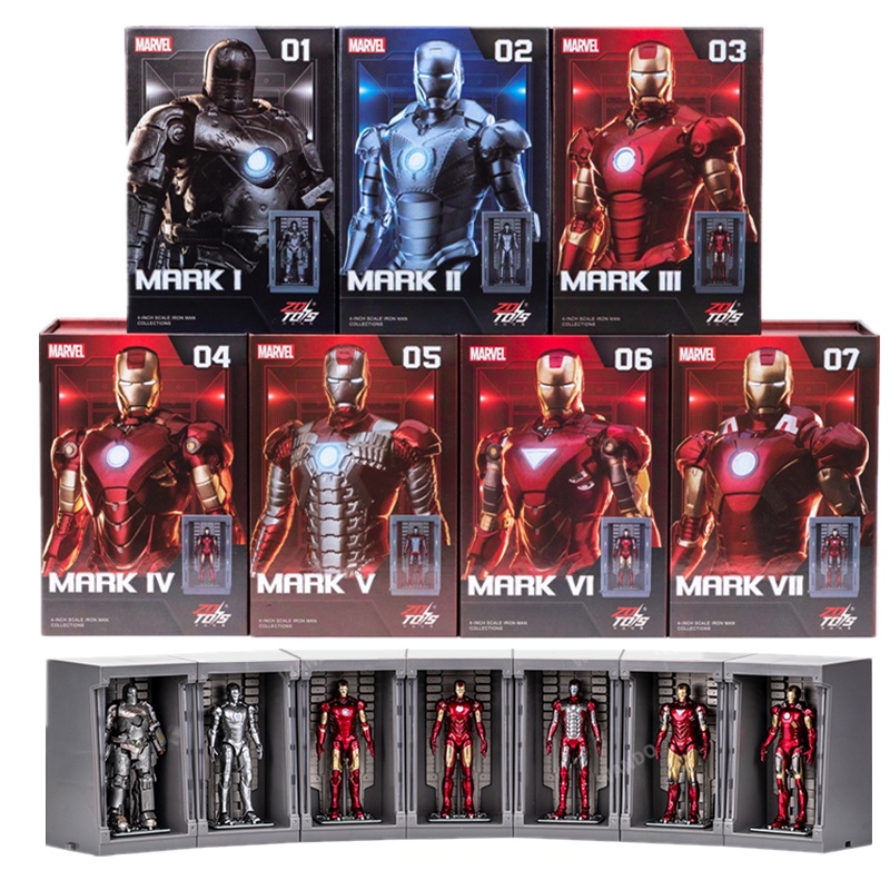 ZD Toy Marvel Iron Man MK1 MK2 MK3 MK4 MK5 MK6 MK7 4 Inch Characters ...