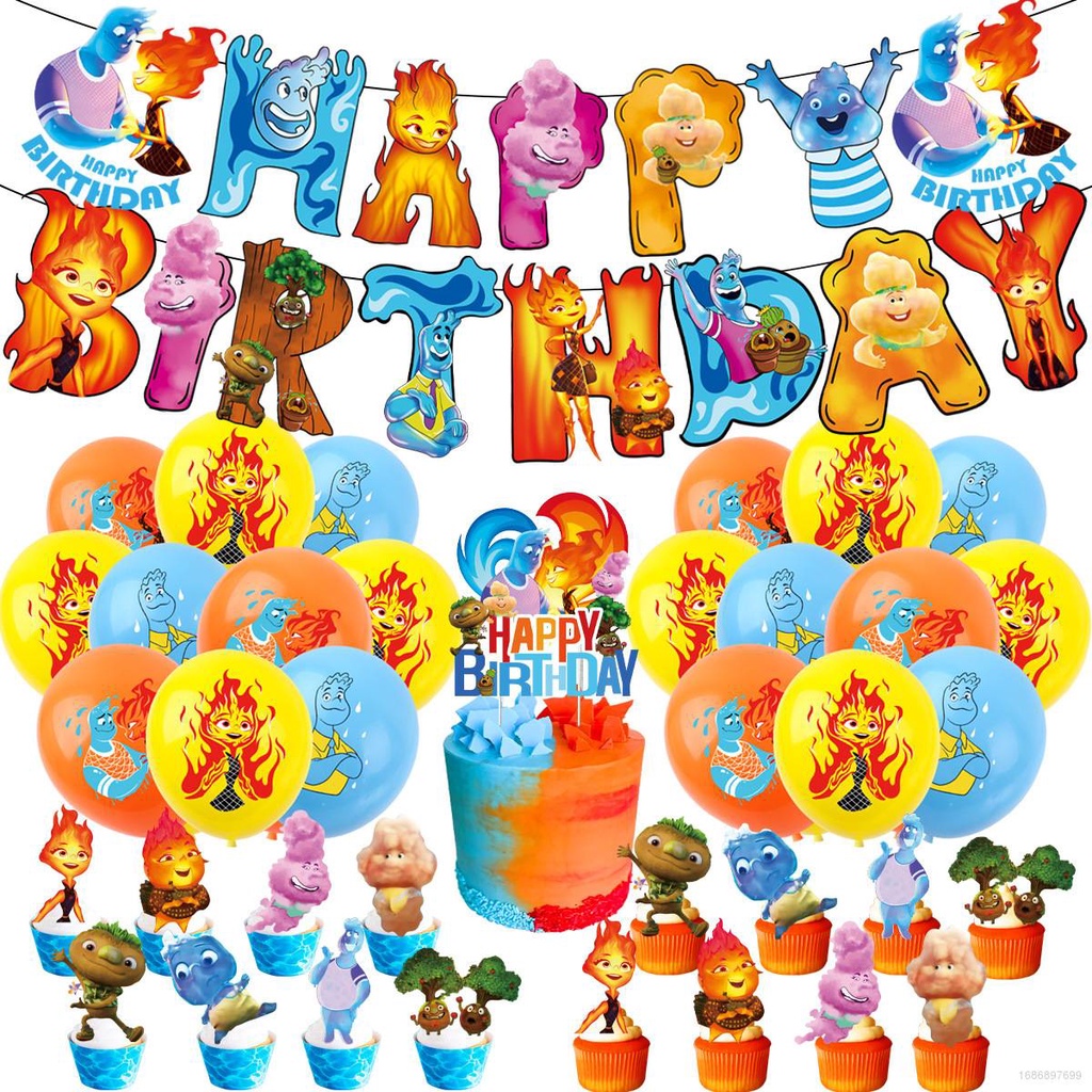 Kira Elemental Theme kids birthday party decorations banner cake topper ...