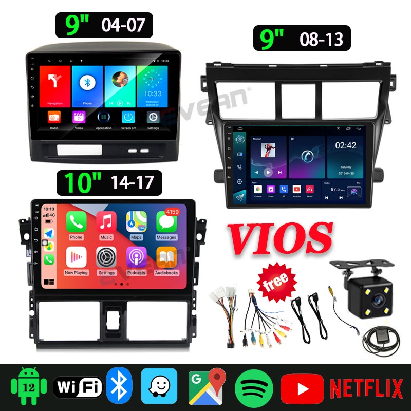 4G+64G Android Head Unit Toyota VIOS with Frame and Plug Bluetooth Car Stereo WIFI GPS ...