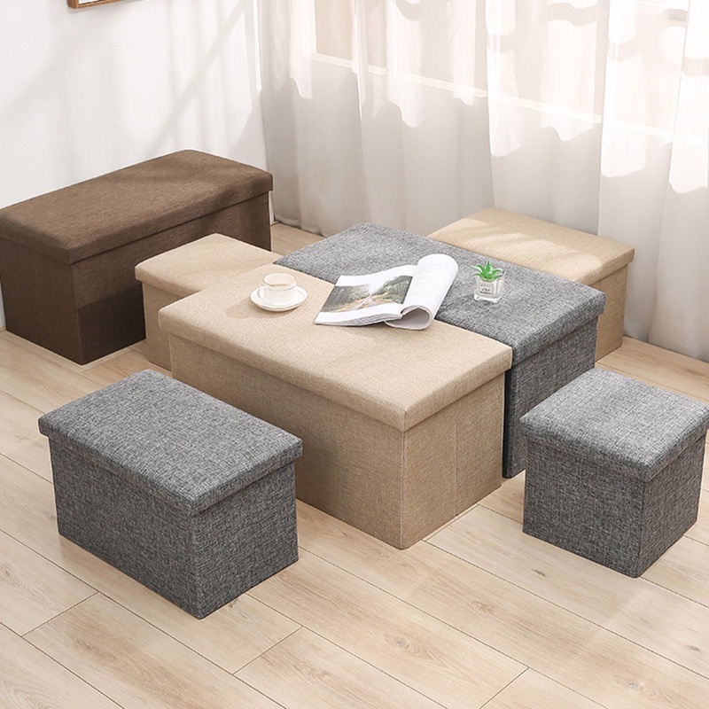 COD RTS 4 size Rectangular OTTMAN Storage Foot Stool Sit Folding ...