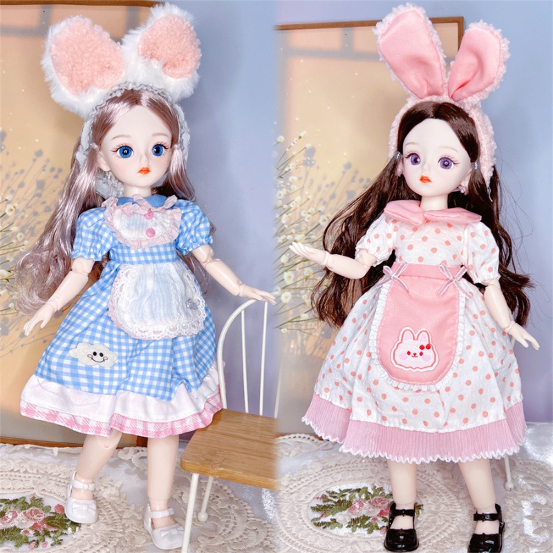 New 1/6 30cm BJD Fat Doll Girl Activity Joint Comic Face Set Girl Dress Up Birthday Gift Toy ...