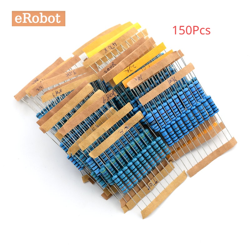 150Pcs 2W Metal Film Resistor Kit 1% Resistor Assorted Kit Set 0.1R ...