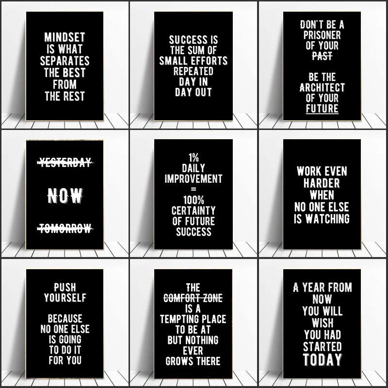 Inspiring Black and White Letters Canvas Painting Wall Art Posters ...
