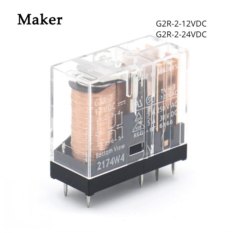 2Pcs Relay G2R-2-12VDC G2R-2-24VDC G2R-2 12VDC Power Relays 12V/24V 5A ...