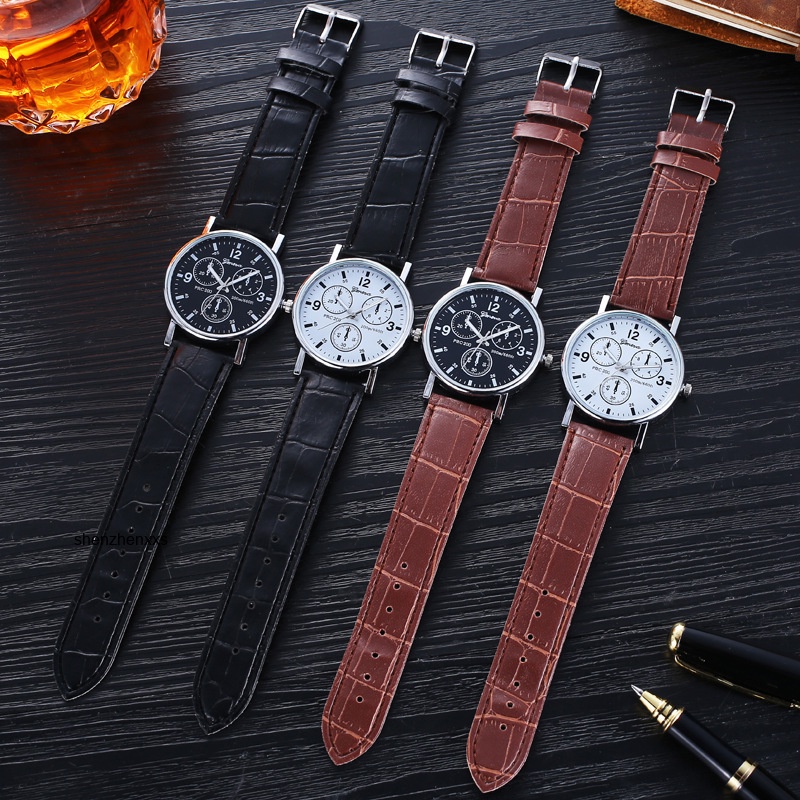 Blue light glass decoration three-eye belt watch gift casual fashion ...