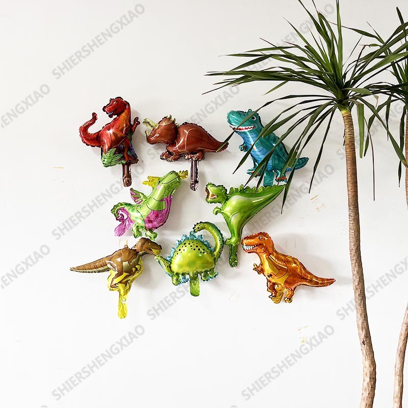 8pcs/set Mini Dinosaur Foil Balloons Tyrannosaurus Rex Triceratops Brontosaurus Kids Dinosaur ...
