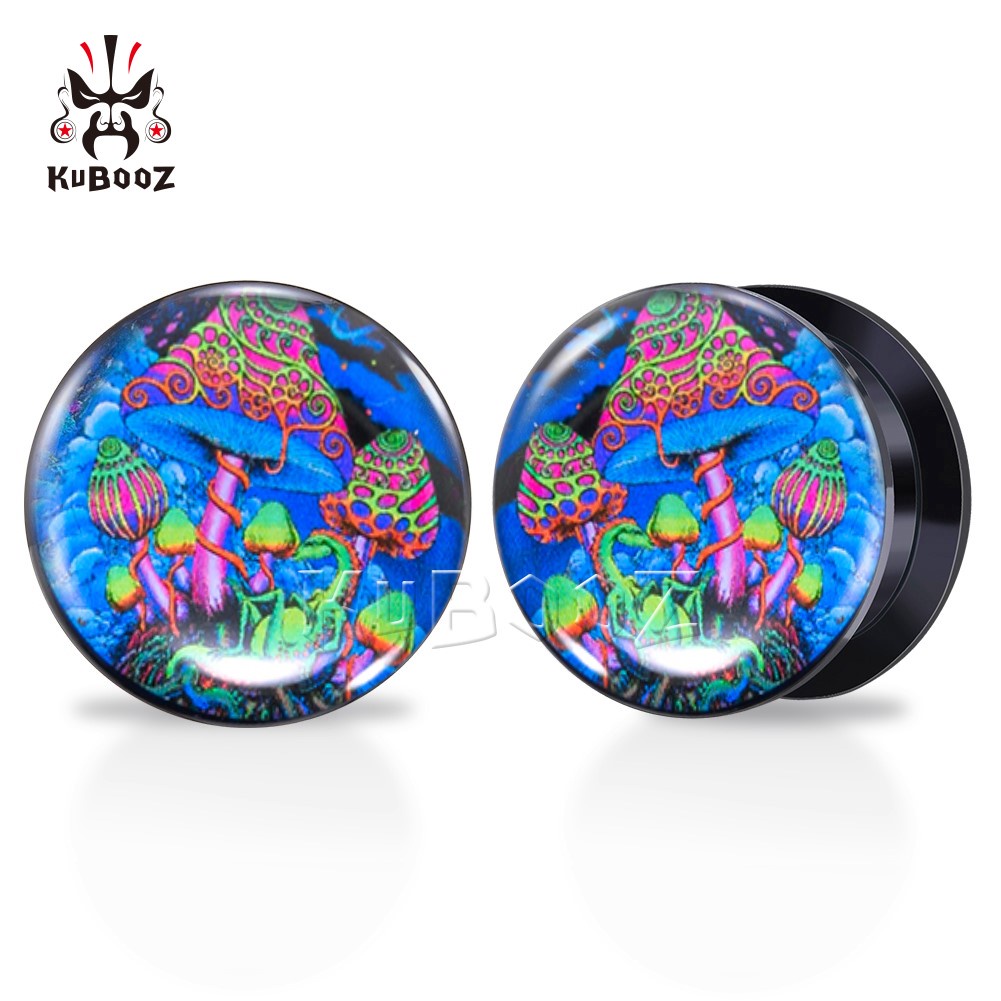 KUBOOZ 2PCS Mysterious Mushroom Ear Plugs Piercing Gauges Tunnels ...