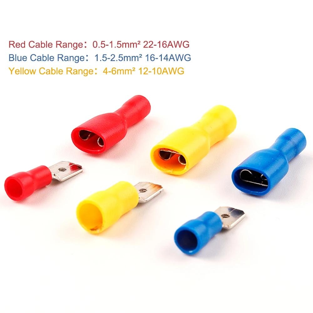 50pcs (25pairs) 6.3mm Female Male PVC Connector Electrical Wiring ...