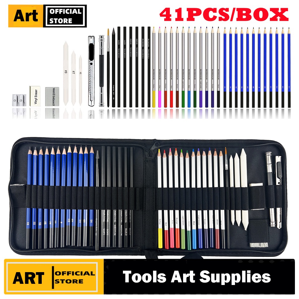 41 Pcs Set Professional Drawing Kit Pencils Sketch Charcoal Pencil ...