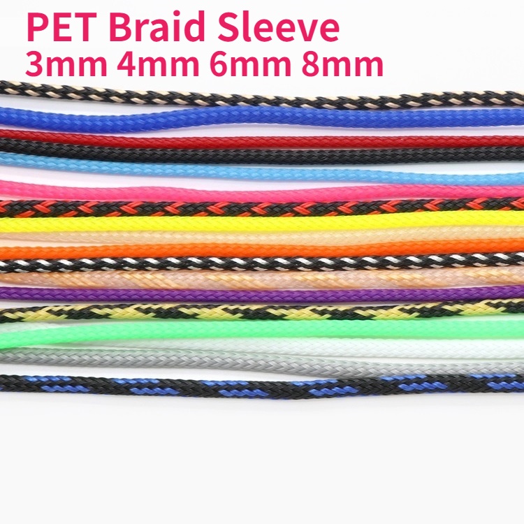 3mm 4mm 6mm 8mm PET Expandable Cable Sleeve Tight Braided High Density ...