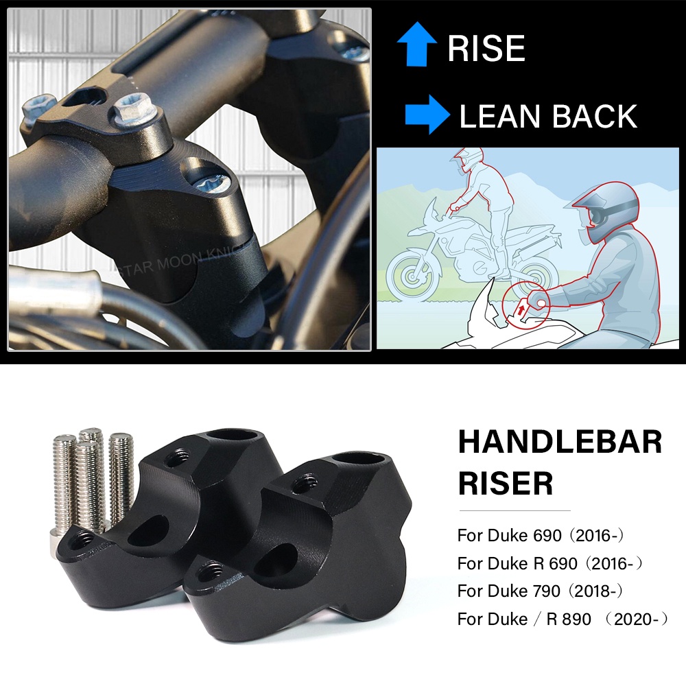 CNC HandleBar Riser Clamp Heightening Move Back Handle Bar For Duke R ...