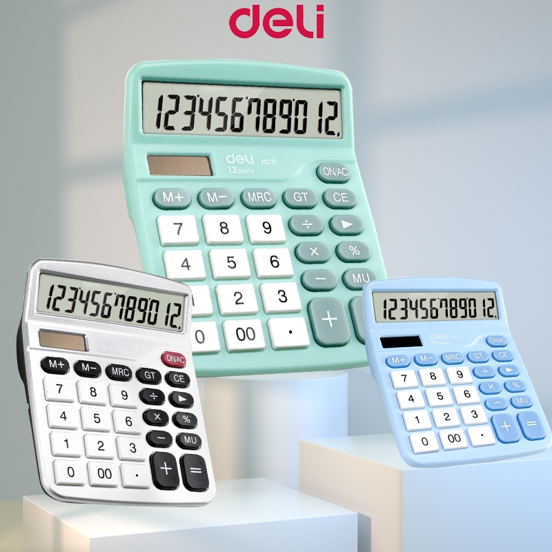 Deli 12 Digits Desktop Calculator Basic Electronic Calculator Office Desk Calculator Office ...