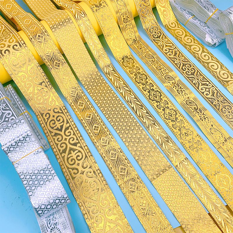 7 m ethnic lace gold silk jacquard ribbon costume costume stage costume ...