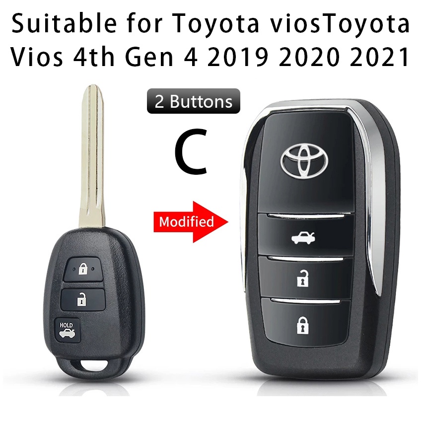 Toyota Flip Key Cover Remote Shell Replacement Case Fit Toyota Vios 4th ...