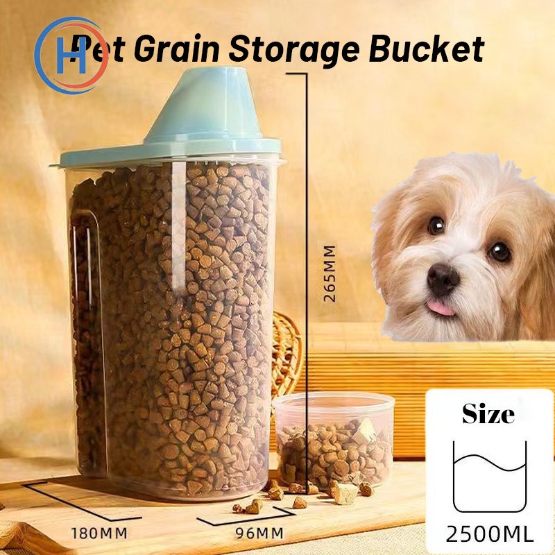 Pet Food Storage Container with Measuring Cup Dog Cat Food Storage Box Moisture-Proof Pet ...