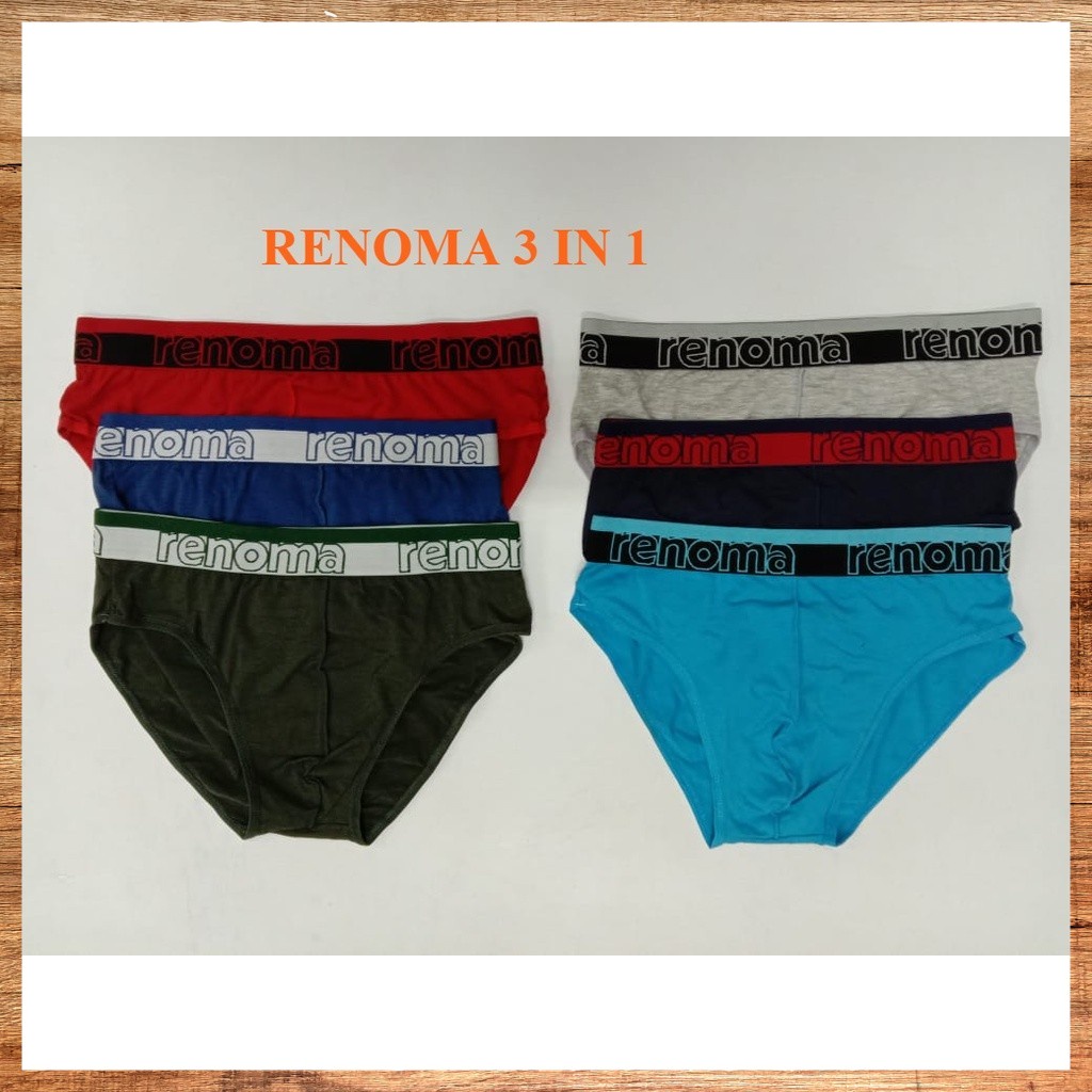 Sc [innerwear] RENOMA Men Brief 3 in 1 / Men's Underwear 3 in 1 Adult ...