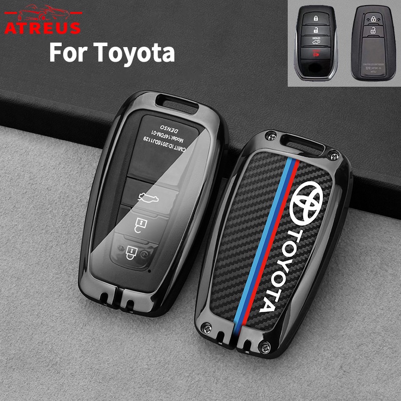 Toyota Zinc Alloy Full Wrap Car Key Case Cover Carbon Fiber Leather ...