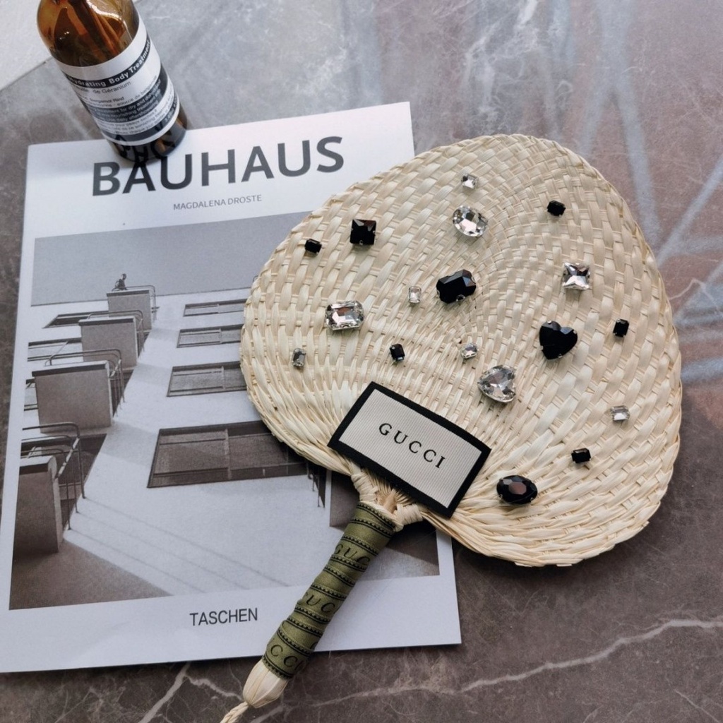 Hand Held Handmade Fan Sticky Ornaments Wind Woven Fan Vintage Fan ...